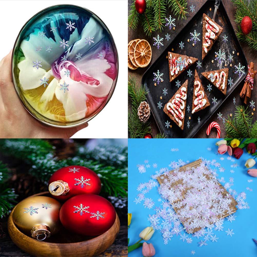 CCINEE 800pcs Glitter Snowflake Confetti White Decorative Snowflake Scatter Confetti for Christmas Birthday Party Wedding Home Decoration