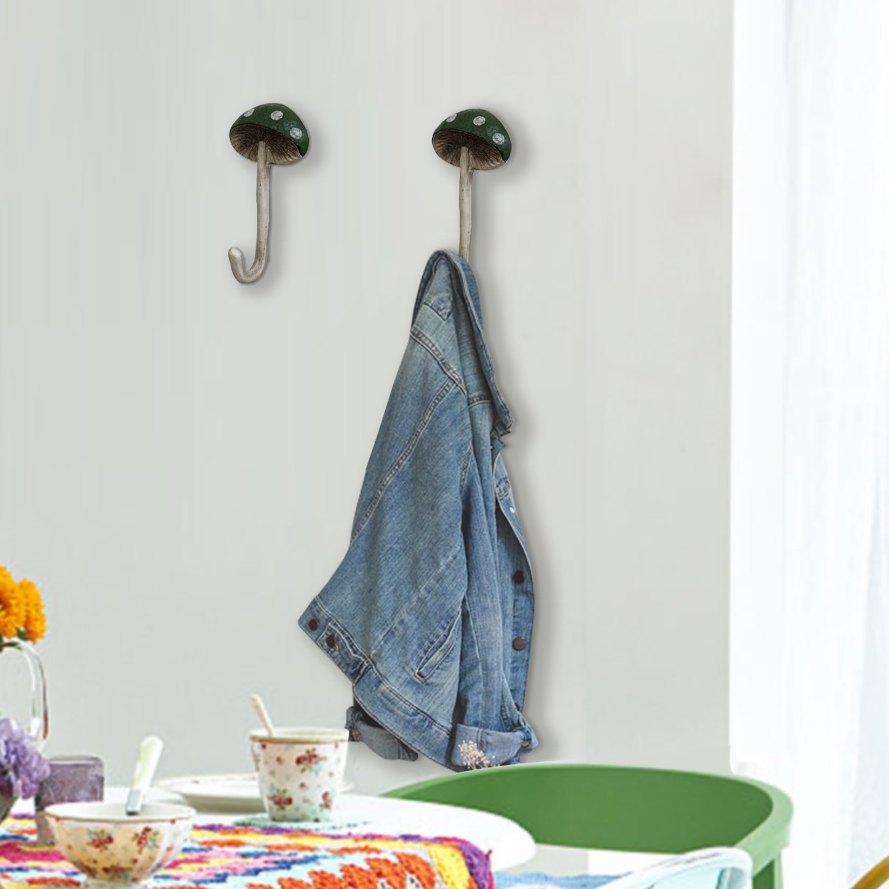 Bohemian Mushroom Wall Hook - Unique Cute Cool Fun Wall Hook Furniture Room Decor for Coat and Towel - Nursery, Kitchen, Bedroom, Bathroom,Coat Hooks (Special-Shaped)