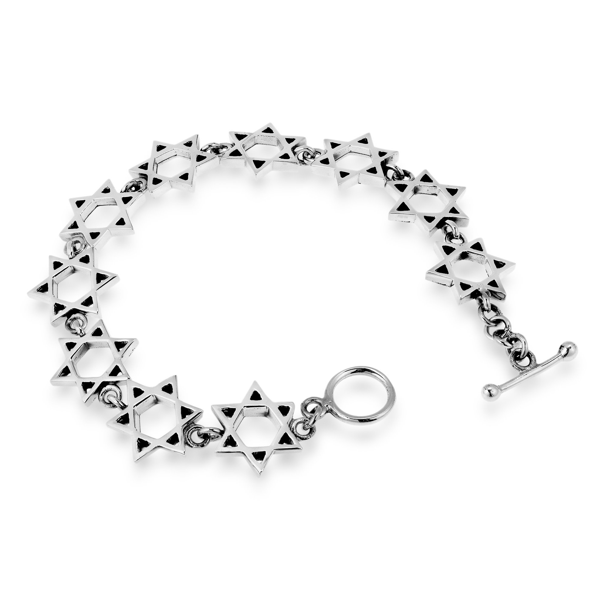 AeraVida Jewish Star of David .925 Sterling Silver Toggle Link Bracelet-7.5