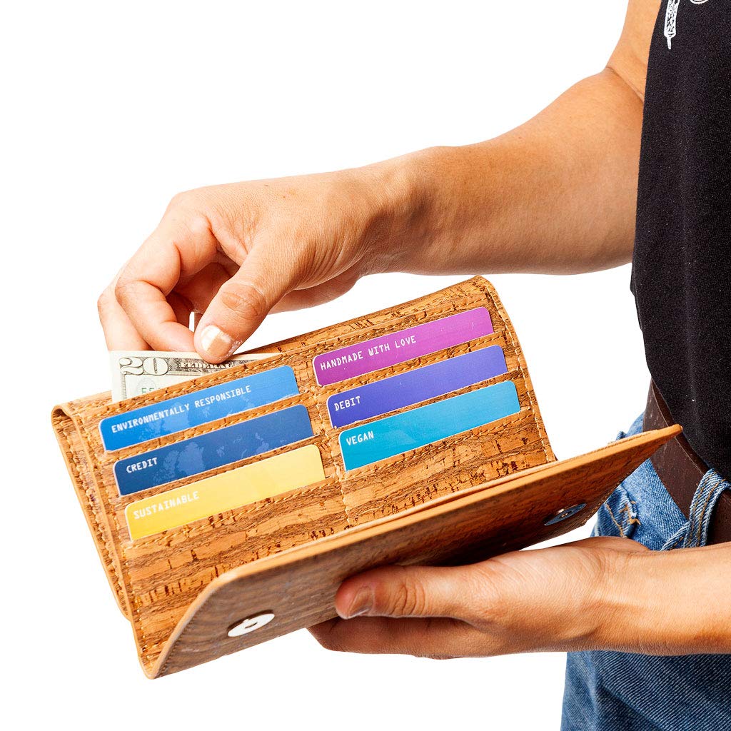 Corkor Cork Slim Long Wallet – Women’s Clutch - RFID Blocking - Vegan Leather – Cruelty Free – Eco Friendly - Zebra