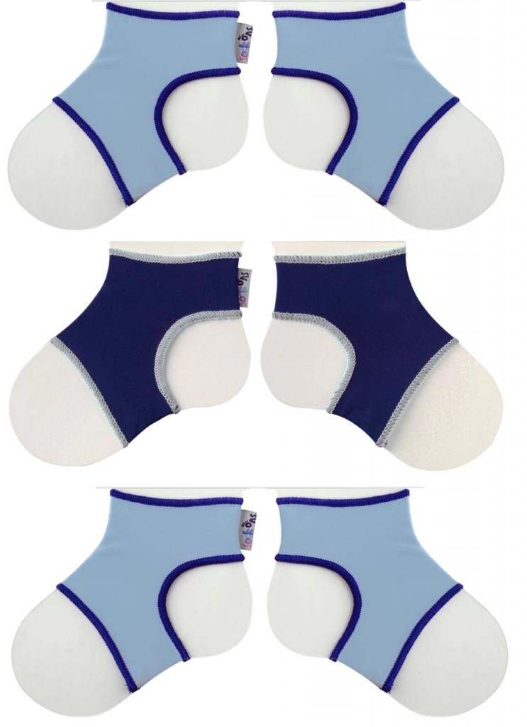 Sock Ons Clever Little Things That Keep Baby 3 Pack - Baby Blue, Navy, Baby Blue, 0-6 Months