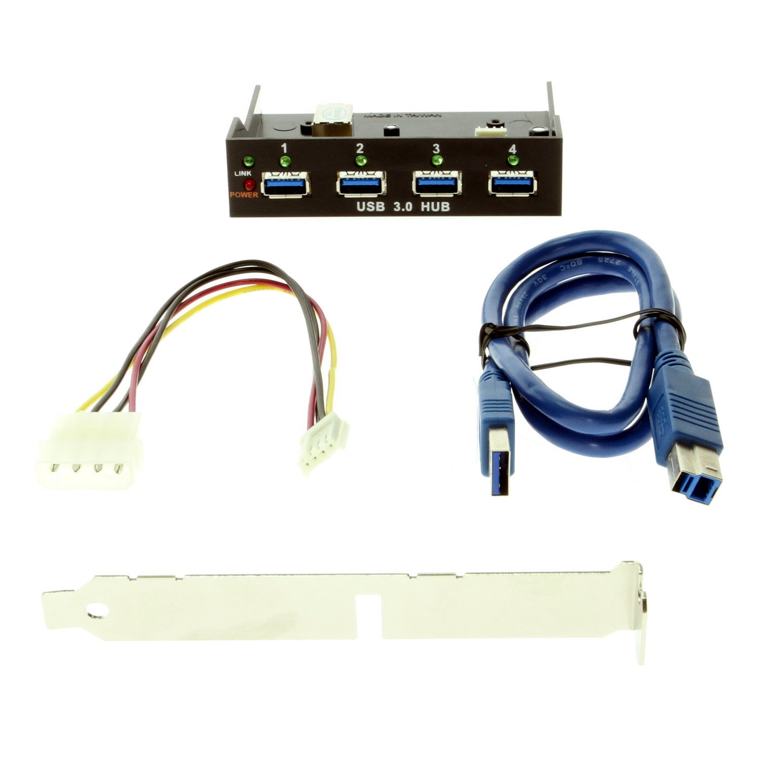 Internal Bay USB 3.0 4-Port VIA USB 3.0 SuperSpeed Chip Hub with LED