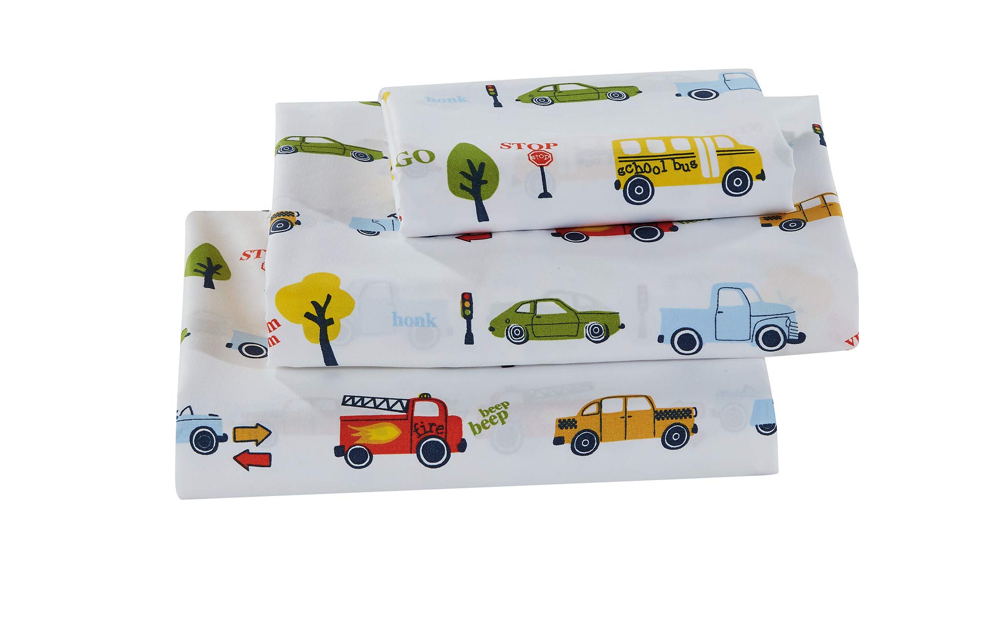 Sheet Set Kids/Teens Children Boys School Bus Fire Truck Taxi Cab Vehicle Transportation Trees Yellow Red Green Light Blue New # School Bus (Full Sheet)