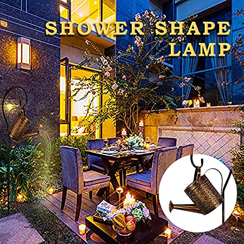 Solar Metal Garden Lamp,Hollow Water Kettle Art Lights,Cans Crackle Design Waterproof,Courtyard Lawn Front Door Home Garden Decoration (A)