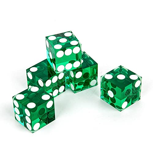 ZYM305 5pcs/Pack 19mm Precise Dice Right Angle Transparent Multicolor Resin Dice Game Dice Games Dice (Color : Green)