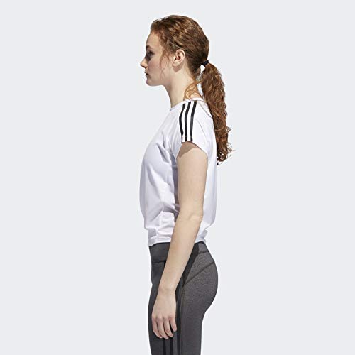 adidas Women’s 3-Stripes Tie Tee, White, X-Large