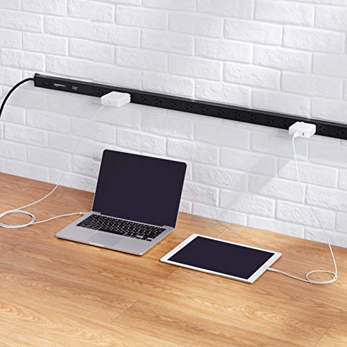 Amazon Basics Rectangular Heavy Duty Metal Surge Protector Power Strip with Mounting Brackets, 16 Outlet, 840-Joule (15A On/Off Circuit Breaker), Black