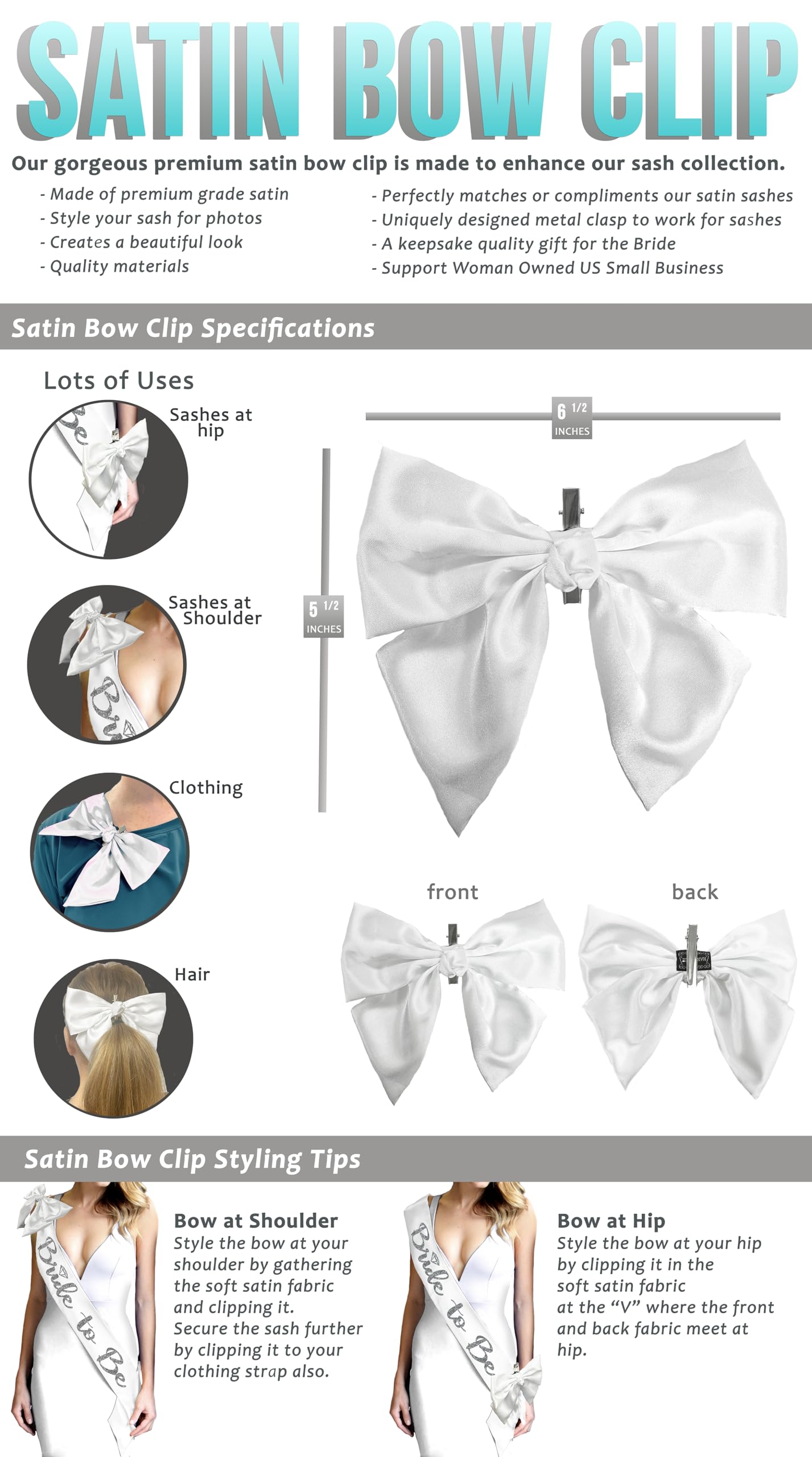 Blue Bride Sash - Set of 2: Crystal Flirty Bride to Be on Navy Blue Bridal Grade Satin Sash & Navy Satin Bow Clip - Something Blue for Bride - Set2(Flrt SshBw) NVY
