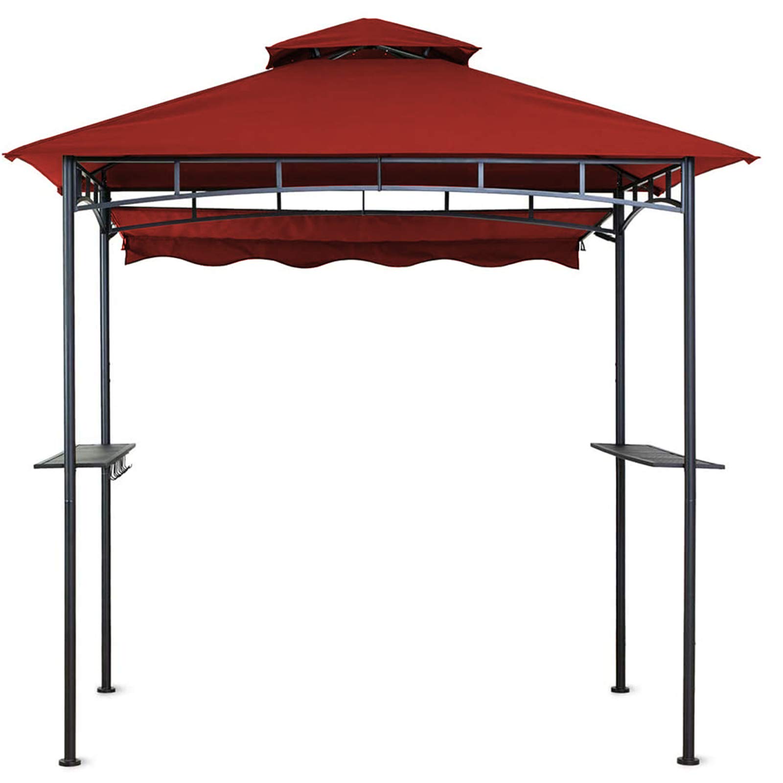 CHARMELEON Dark Grey Grill Gazebo, Double Tiered BBQ Gazebo, 5x8 Grill Canopy,Outdoor BBQ Canopy Tent with Stretchable Side Awning