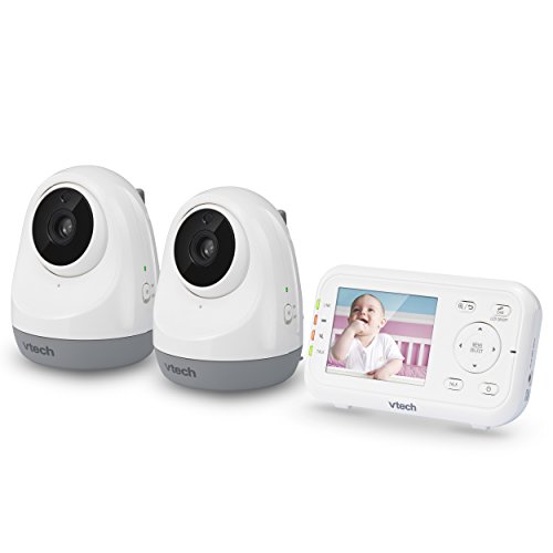 VTech VM3261-2 2.8β Digital Video Baby Monitor with 2 Pan & Tilt Cameras, Full Color and Automatic Night Vision, White