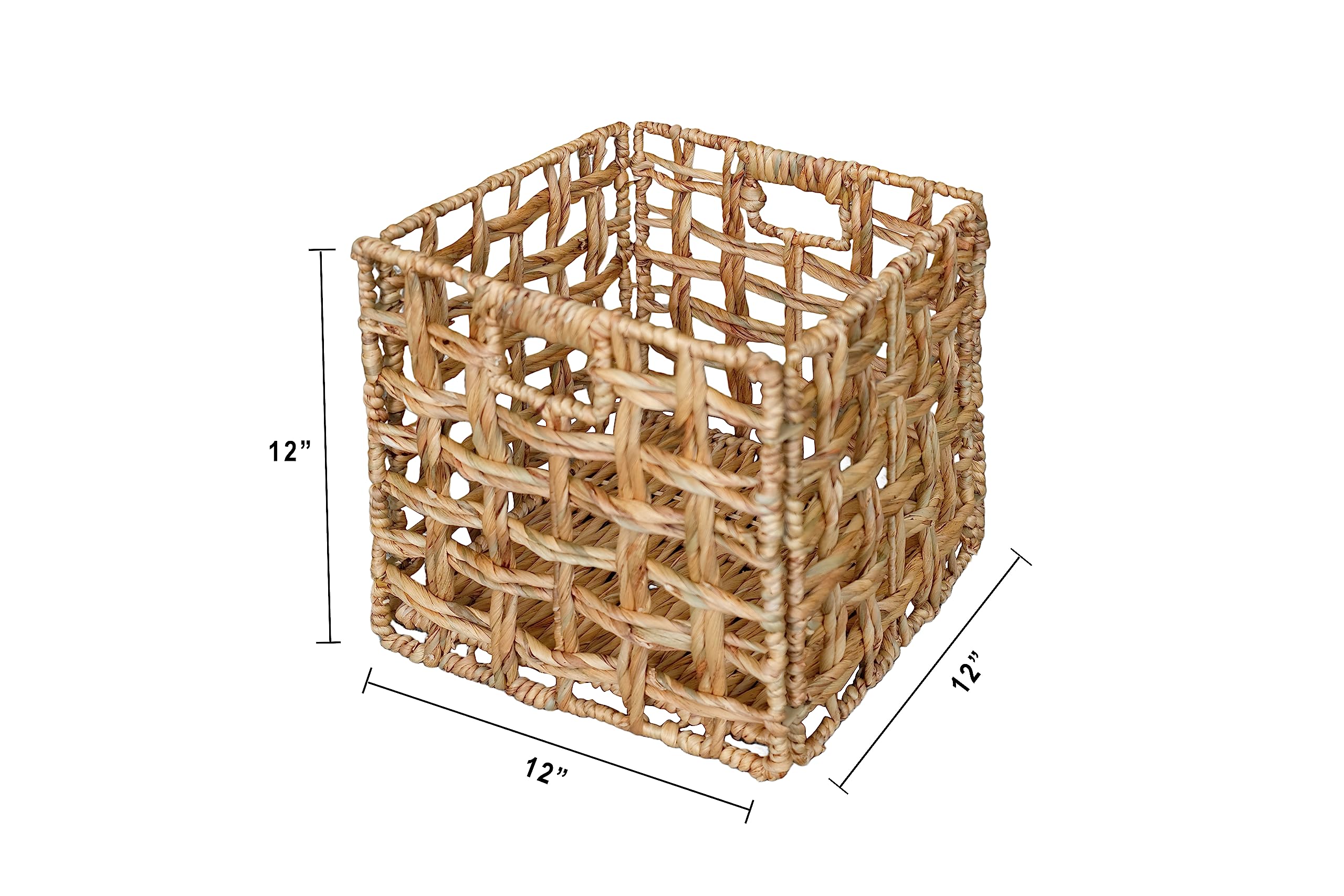 LilaCraft Wicker Storage Bins, Wicker Storage Baskets for Shelves, Large Wicker Storage Cubes Baskets, Wicker Baskets for Gifts, Storage Bins for Bedroom, Living Room (Set 4 packs 12”x12”x12”)