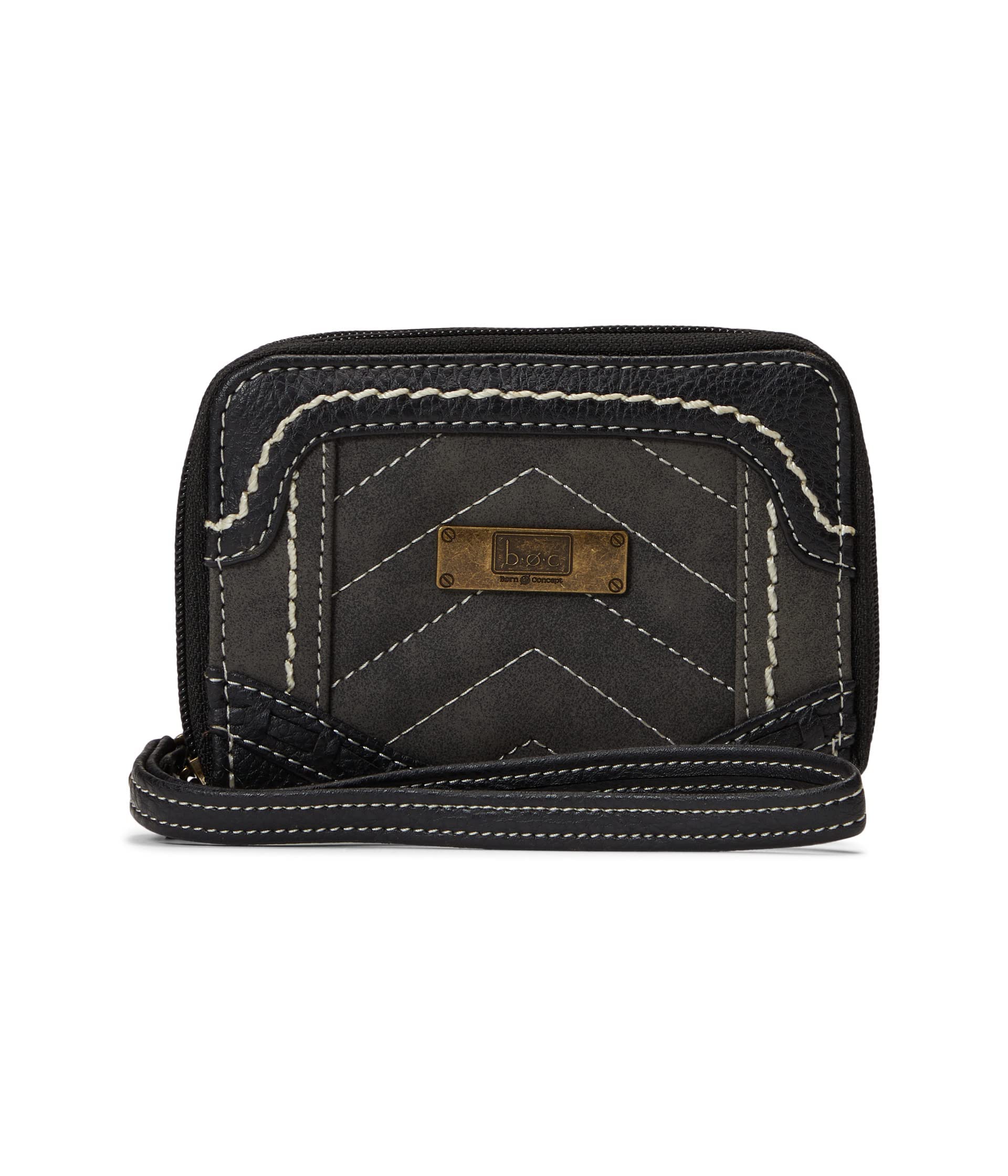b.o.c. Bethany Point Square Double Zip Around Wallet Charcoal/Black One Size