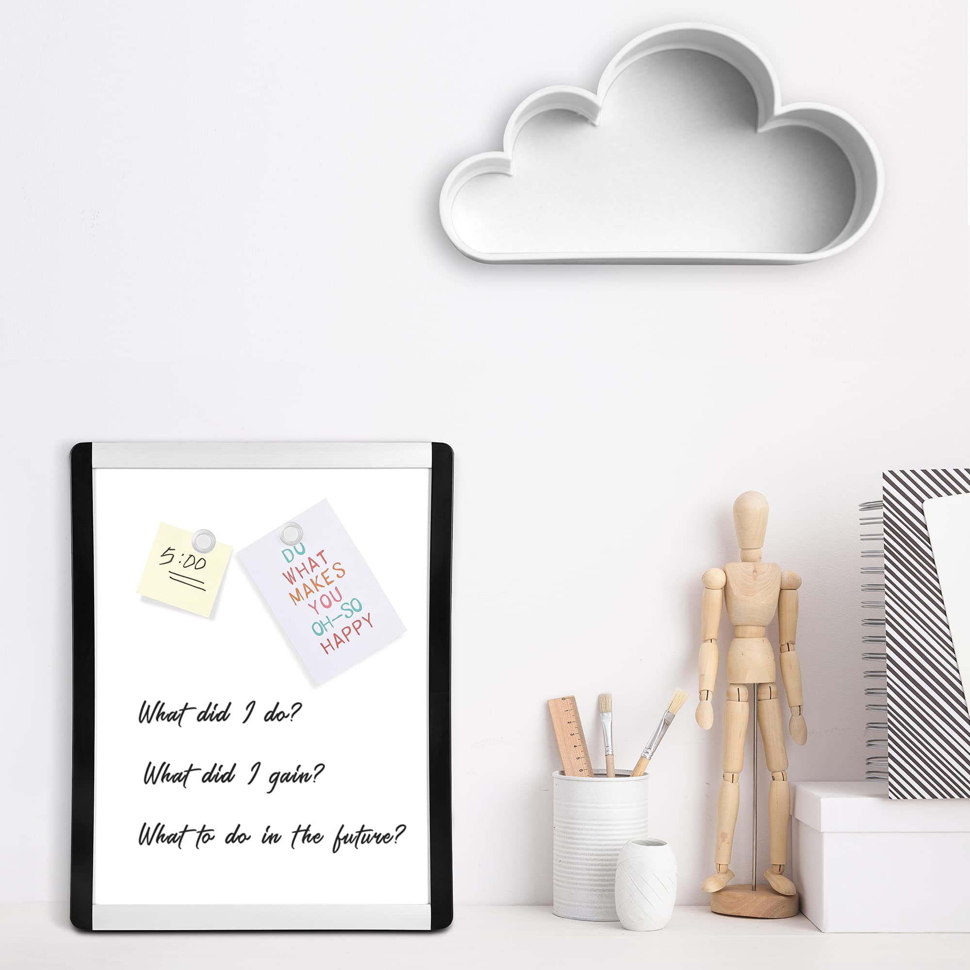 Amazon Basics Small Dry Erase Whiteboard, Magnetic White Board with Marker and Magnets - 8.5" x 11", Plastic/Aluminum Frame