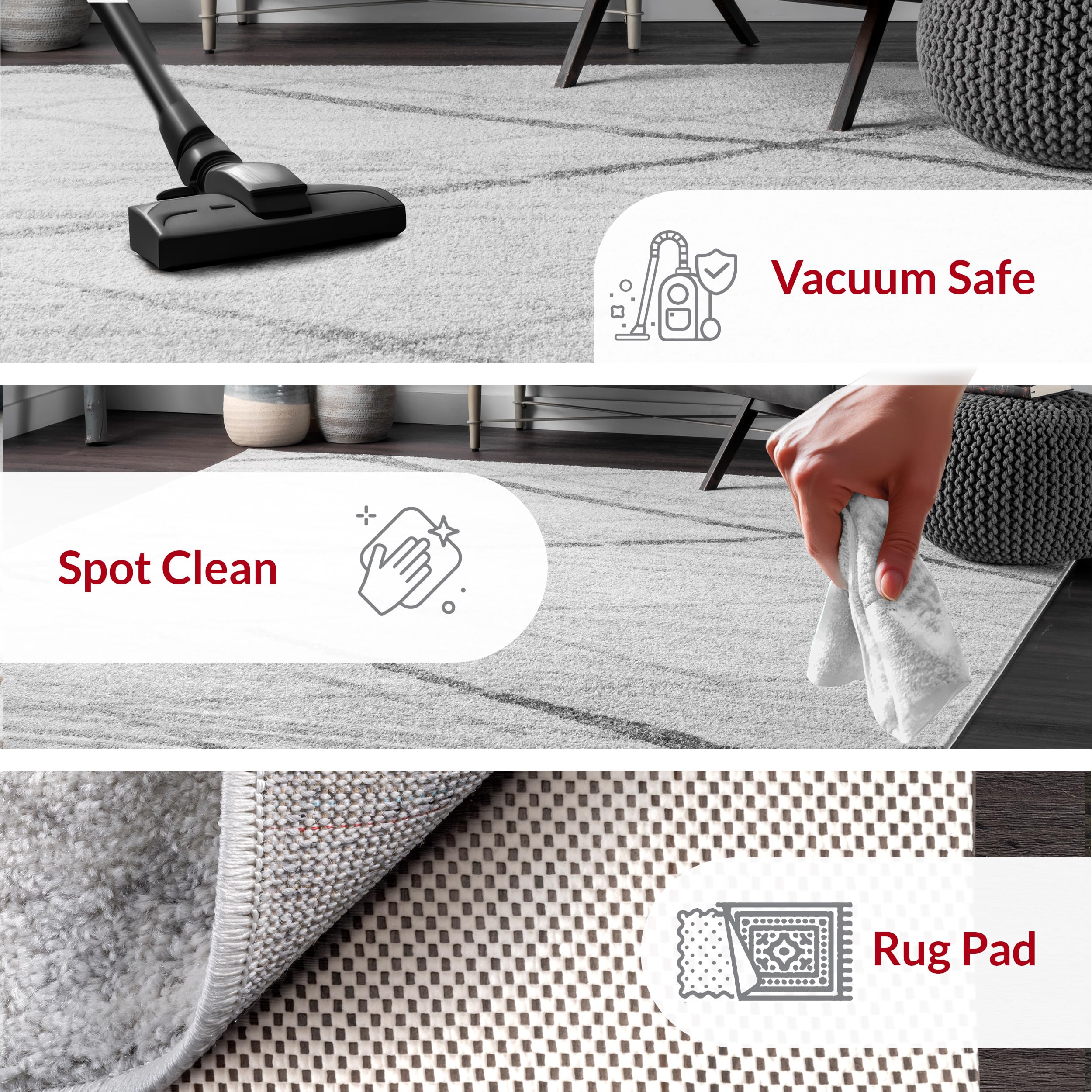 nuLOOM 2x8 Thigpen Contemporary Area Rug, Grey, Abstract Lines, Non-Slip Backing, Stain Resistant, for Bedroom, Dining Room, Living Room, Hallway, Office, Kitchen, Entryway