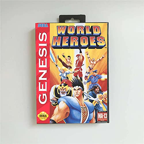 Lksya World Heroes - USA Cover With Retail Box 16 Bit MD Game Card for Sega Megadrive Genesis Video Game Console (Japan Shell)