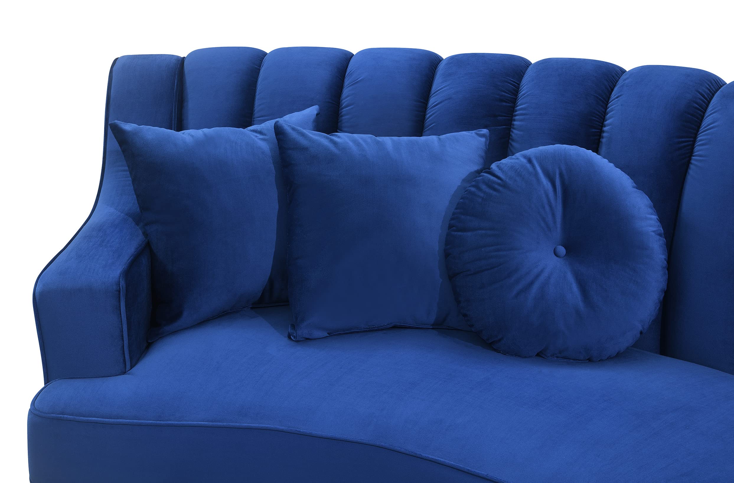 Legend Furniture Curved Sofa Velvet Symmetrical Modular Round couches for Living Room Sectional, 142" L x 32" D x 36" H, Blue