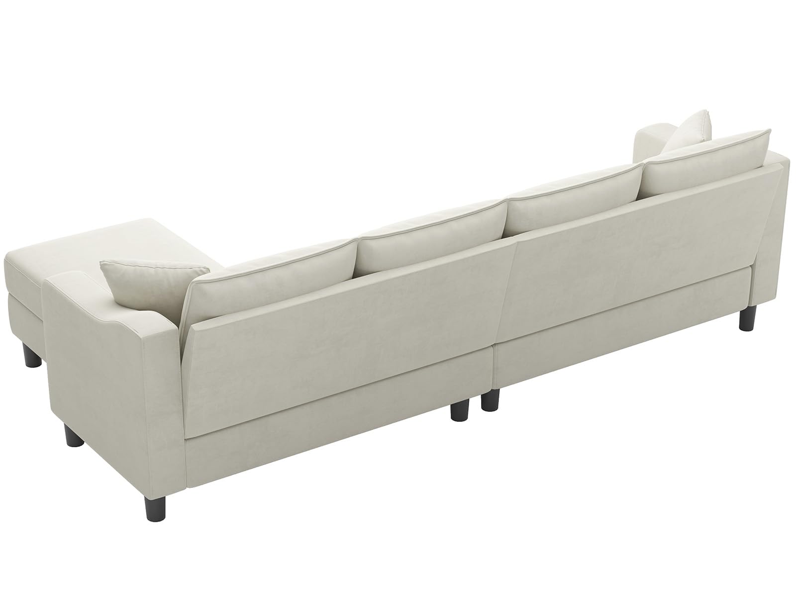 Belffin Velvet Convertible Sectional Sofa L Shaped Couch Reversible Sectional Sofa with Chaise Velvet 4 Seat Sectional Sofa (Beige)…