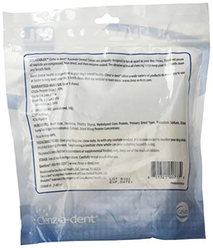 CEVA Animal Health Breakables Clenz-A-Dent Rawhide Dental Chews for Dogs, Medium/Large/11-50 lb/15 Count