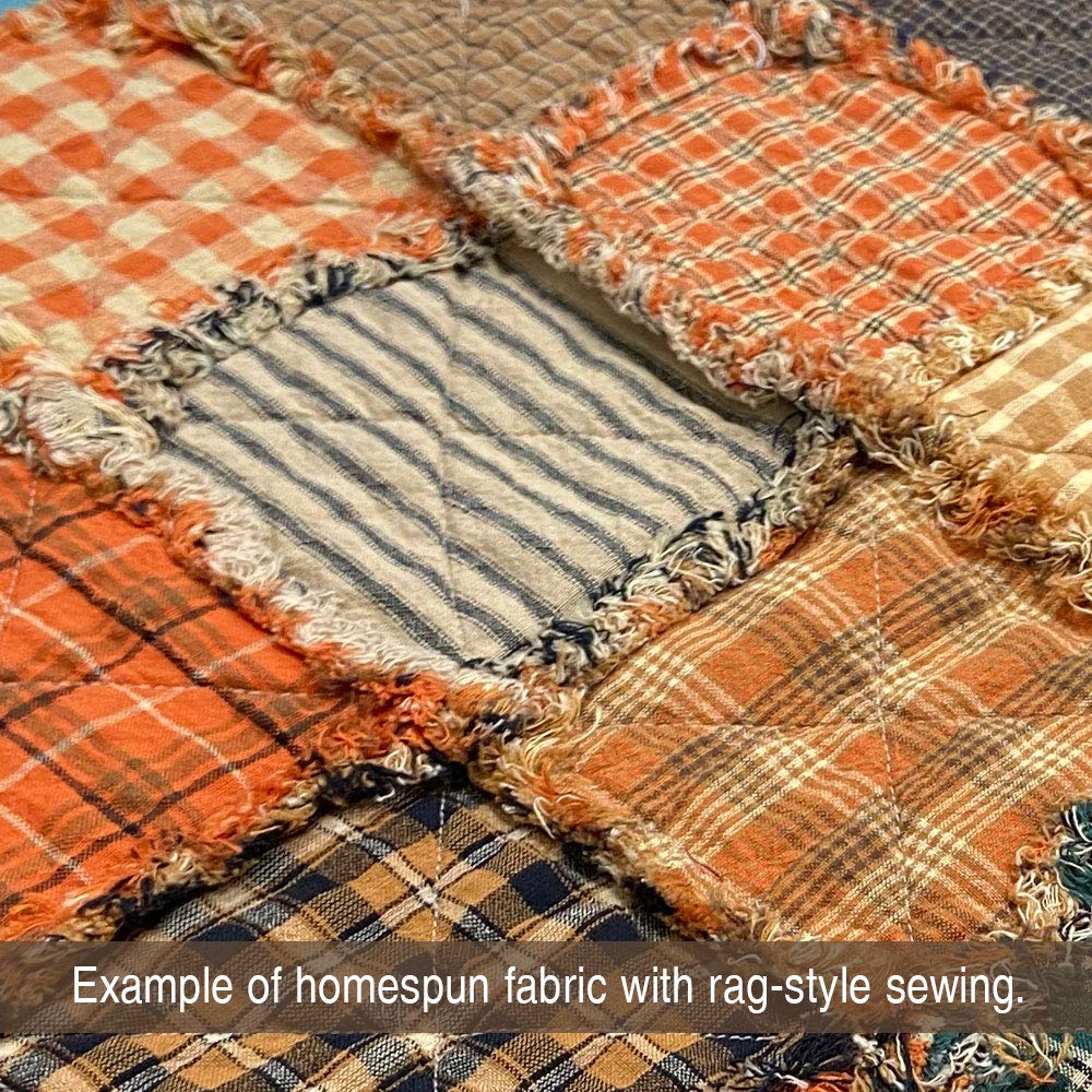 Black & Tea Dye Primitive Ticking Stripe Homespun Cotton Plaid Fabric by JCS - Sold by The Yard