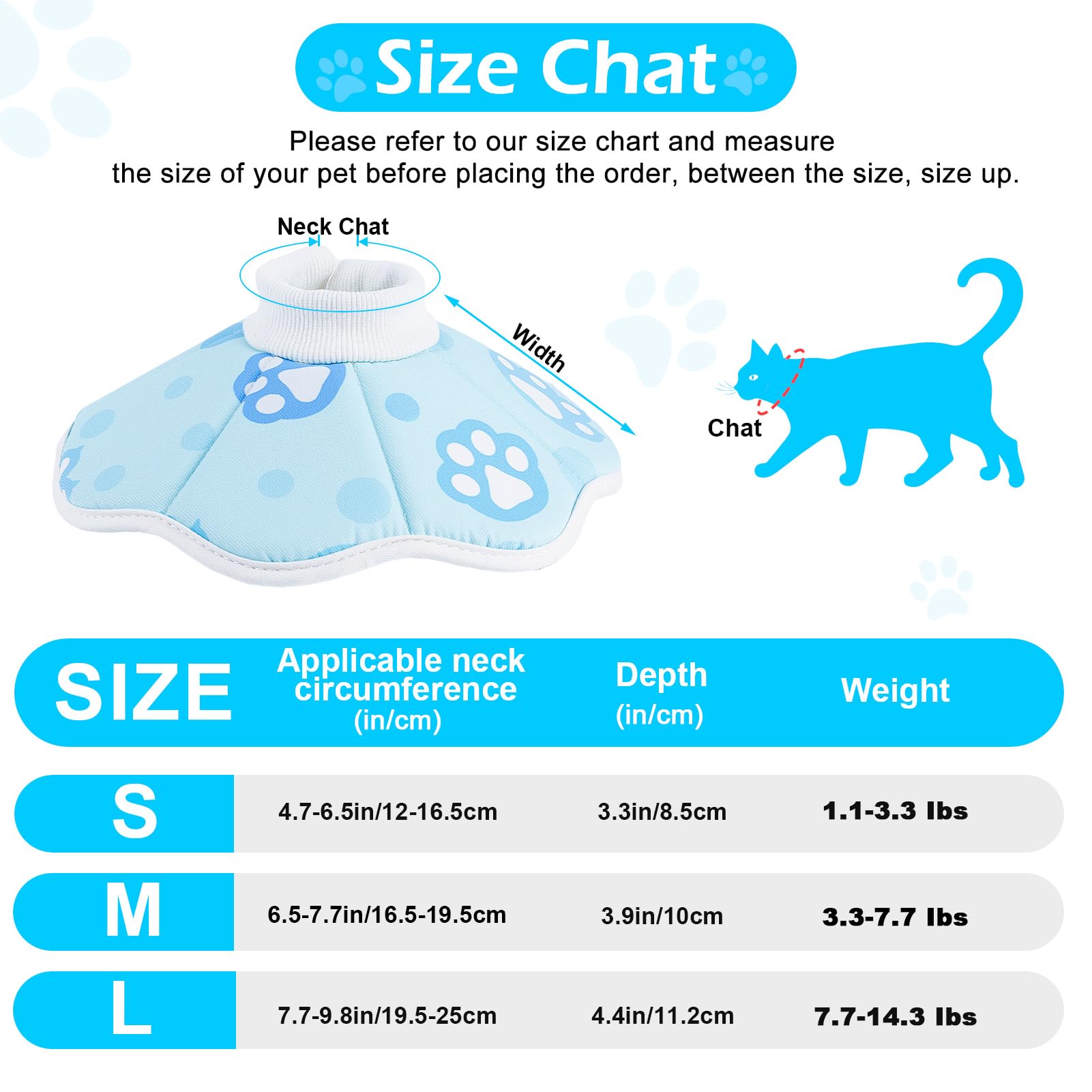 Bienbee Cat Cone Collar, Soft Cat Cone Cat Recovery Collars and Cones, Adjustable Soft Cone for Cats, Light-Weight E Collar for Cats Kitty Puppy