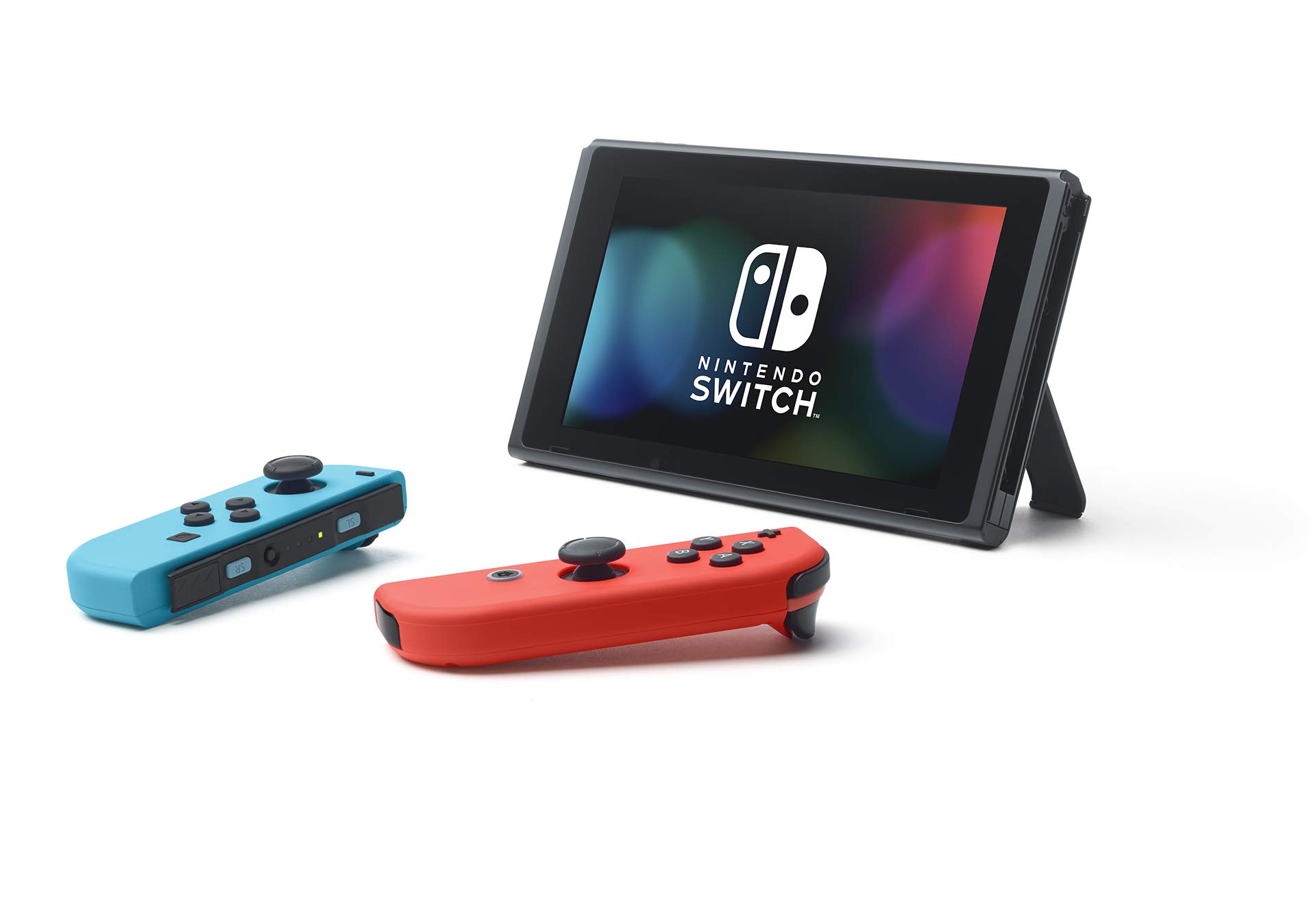 Nintendo Switch with Neon Blue and Neon Red Joy-Con, Mario Kart 8 Deluxe (Full Game Download), 3 Month Nintendo Switch Online Individual Membership, KKE 64GB MicroSD Card Holiday Bundle (Renewed)