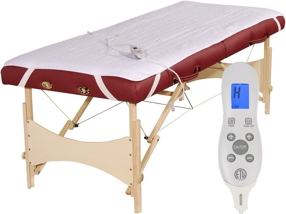 Spa Luxe Deluxe Electric Warmer Pad for Massage Tables - Digital Heat Control, Auto Shut-Off, Fits 73” x 32” Tables