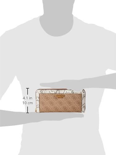GUESS womens Zadie Logo Large Zip Around Wallet, Latte Logo Python, one size US