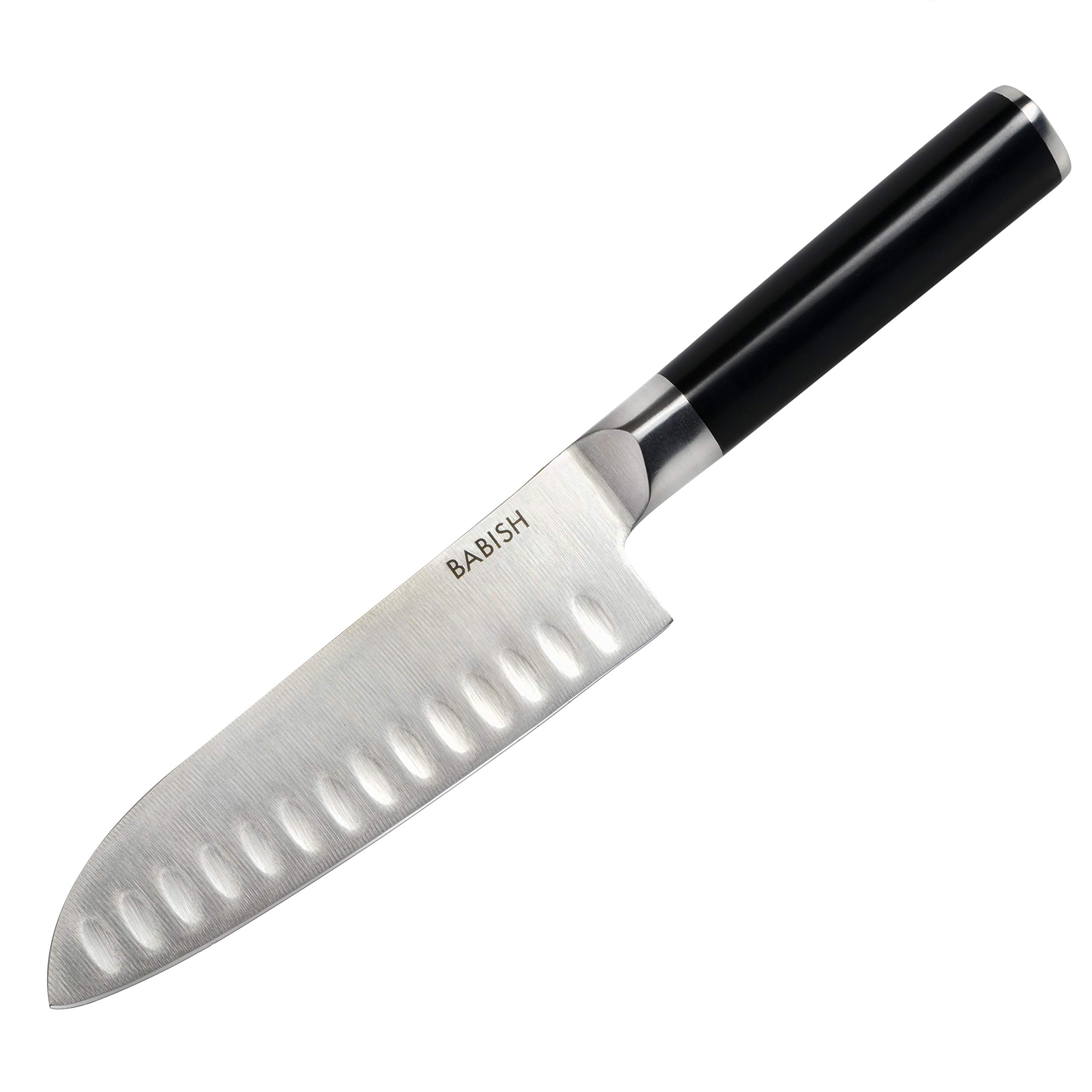 Babish German Steel Cutlery Bundle with Knife Roll (Chef Knife, Bread Knife, Pairing Knife, Santoku Knife)