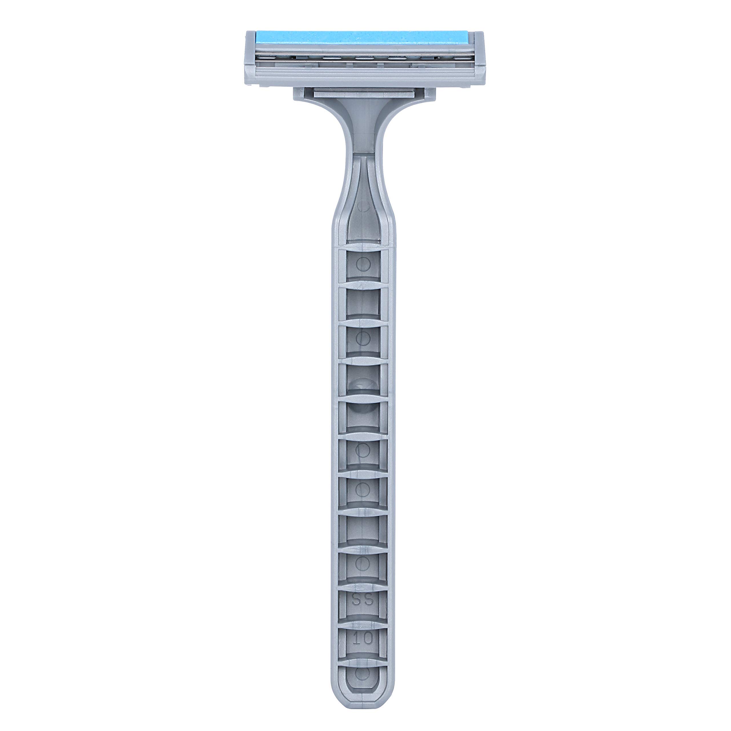Amazon Brand - Solimo Twin Blade Pivoting Disposable Razors with Rubber Grip, 32 count