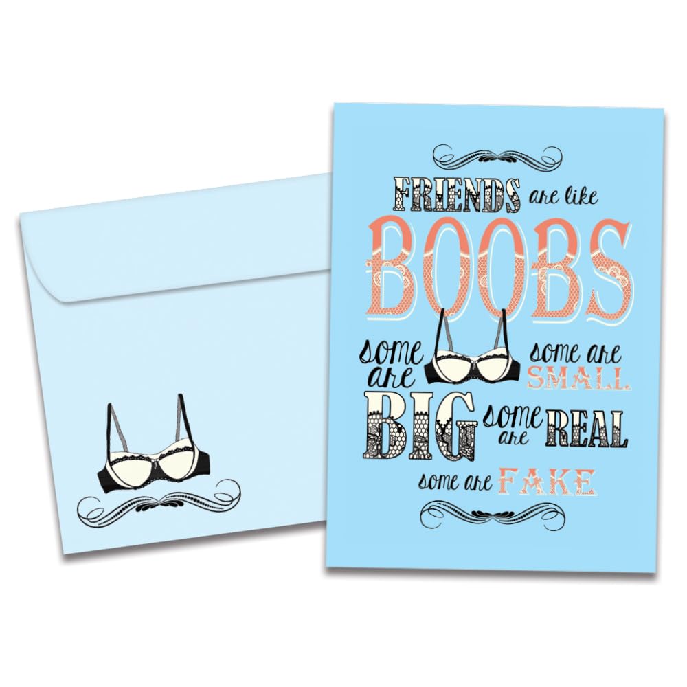 Tree-Free Greetings - Humorous Birthday Cards - Artful Designs - 1 Card + Matching Envelopes - Made in USA - 100% Recycled Paper - 5"x7" - Boob Friends (GO61265)