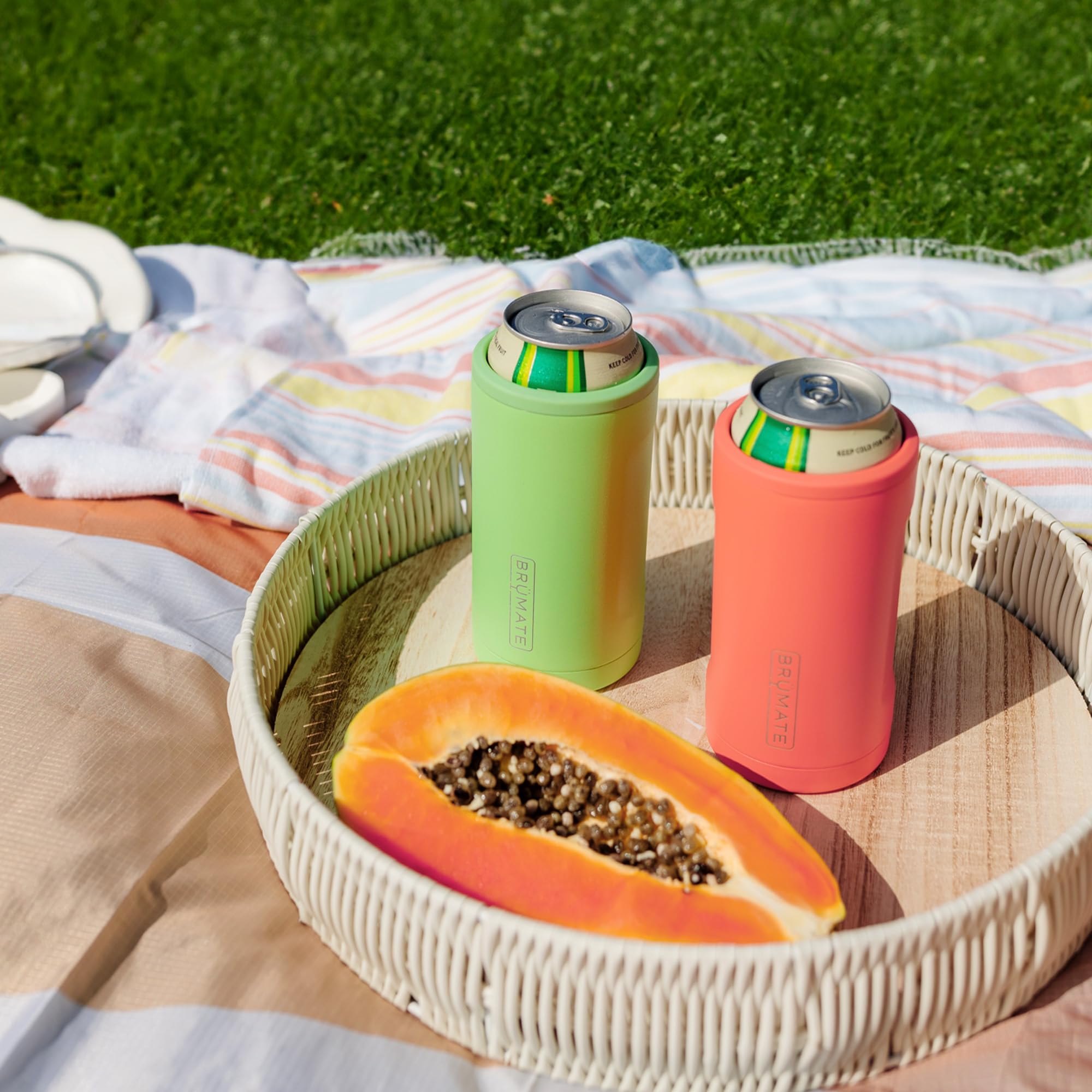 BrüMate Hopsulator Trio 3-in-1 Insulated Can Cooler for 12oz / 16oz Cans + 100% Leak Proof Tumbler with Lid | Insulated for Beer, Soda, and Energy Drinks (Walnut)