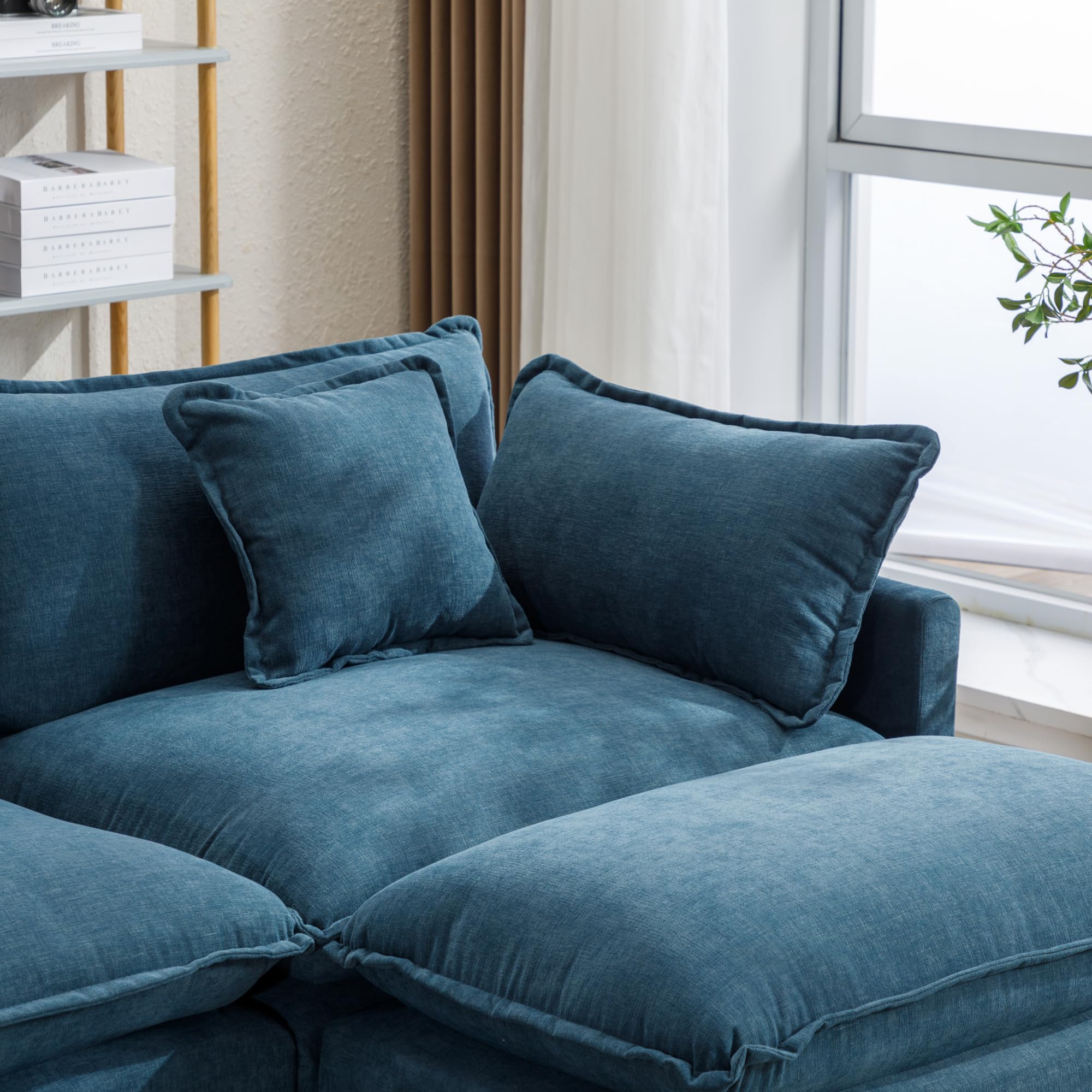 GNIXUU 111.4" Oversized Chenille L Shaped Sectional Sofa Couch, Modern Large Cloud Sectional Couch Set with Ottoman, Comfy Overstuffed Modular Sofa Sleeper for Living Room, Apartment(Gray)