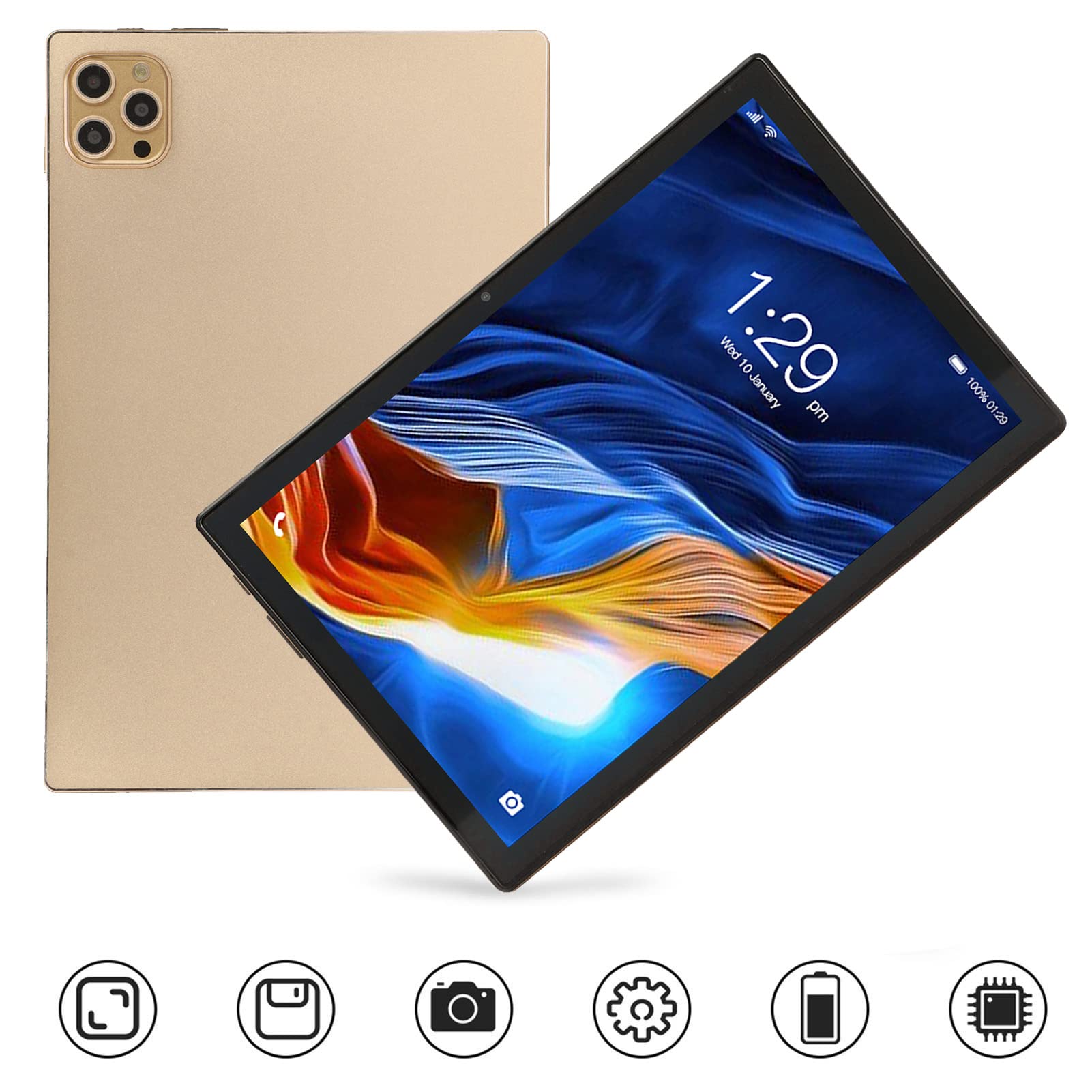AUHX Portable CPU Processor Octa Core 10.1 Inch Tablet 100240V 6G RAM 128G ROM 1960x1080 IPS for Home and Travel (US Plug)