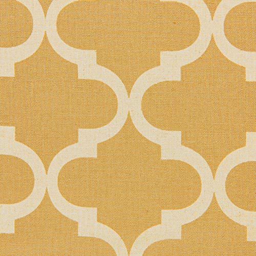 Amazon Brand – Ravenna Home Morrocan Storage Ottoman with Tray - 19 Inch, Yellow and Cream