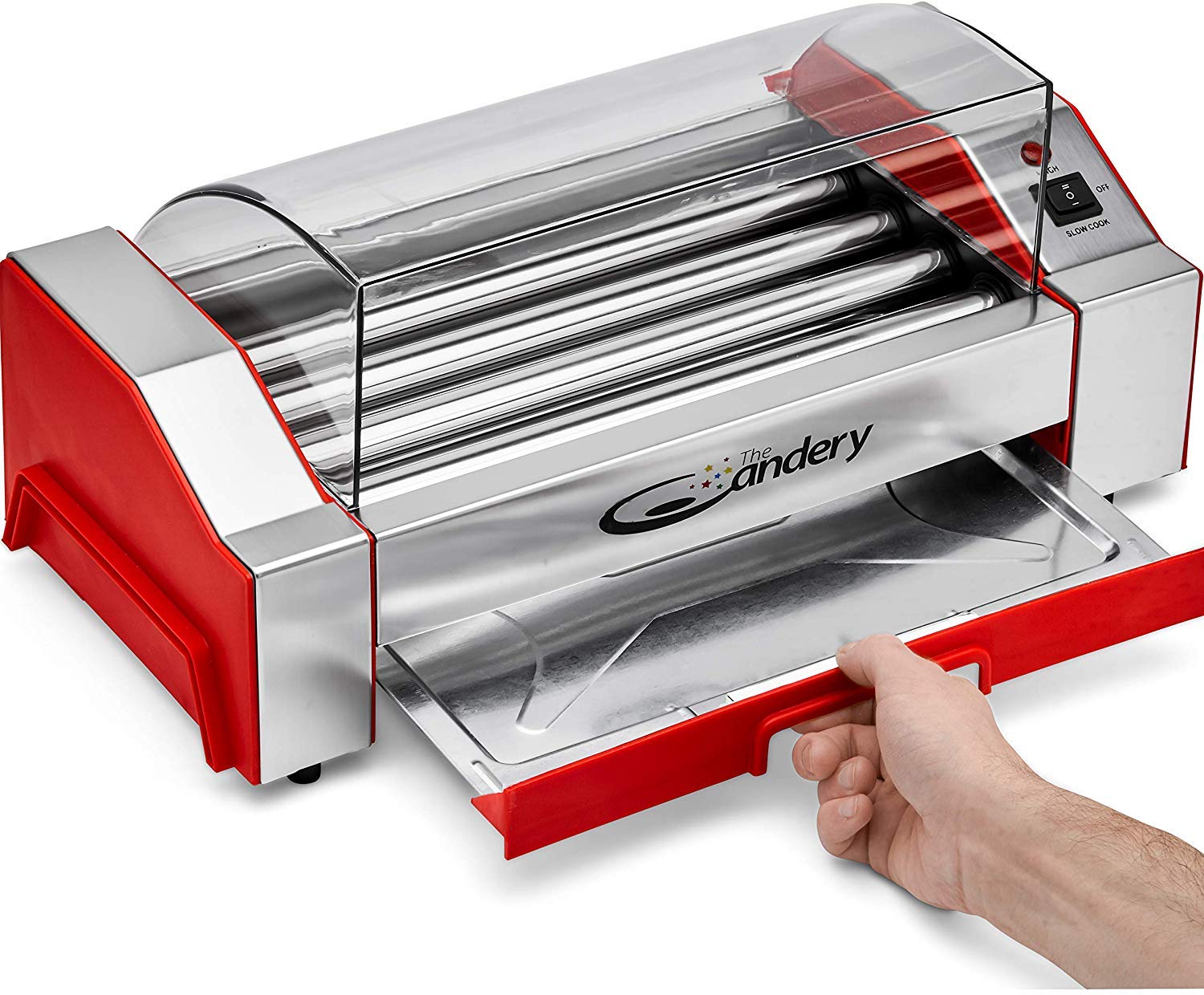 The Candery Upgraded Hot Dog Roller - Sausage Grill Cooker Machine - 6 Hot Dog Capacity - Household Hot Dog Machine Upgraded Plastic Cover