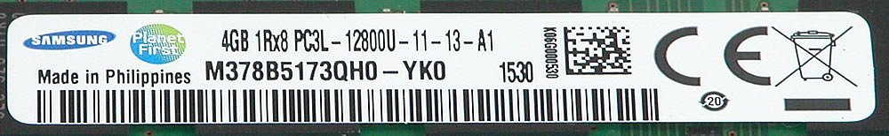 Samsung 4GB PC3L-12800U DDR3-1600 1RX8 Non-ECC UDIMM Memory M378B5173QH0-YK0