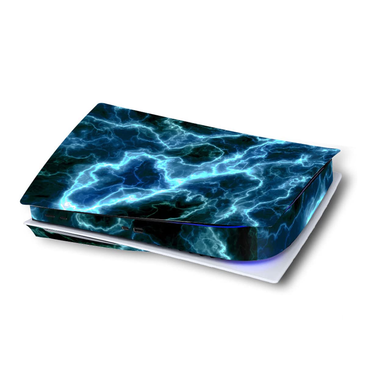 DOMILINA Full Body Vinyl Skin Decal Cover for PS5 Disk Edition Console & Controllers - Green Lightnings