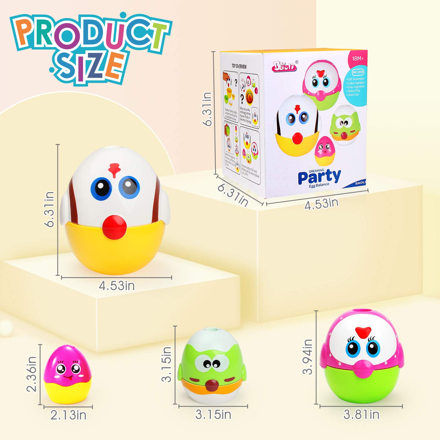 Easter Egg Toys for Toddler, 8 Pcs Nesting & Stacking Chicks Matching Toys for 18 months, 2, 3+ Yr Old, Plastic Eggs Fillable, Easter Basket Stuffers, Gift for Girl Boy Easter Party Favor, Easter Hunt