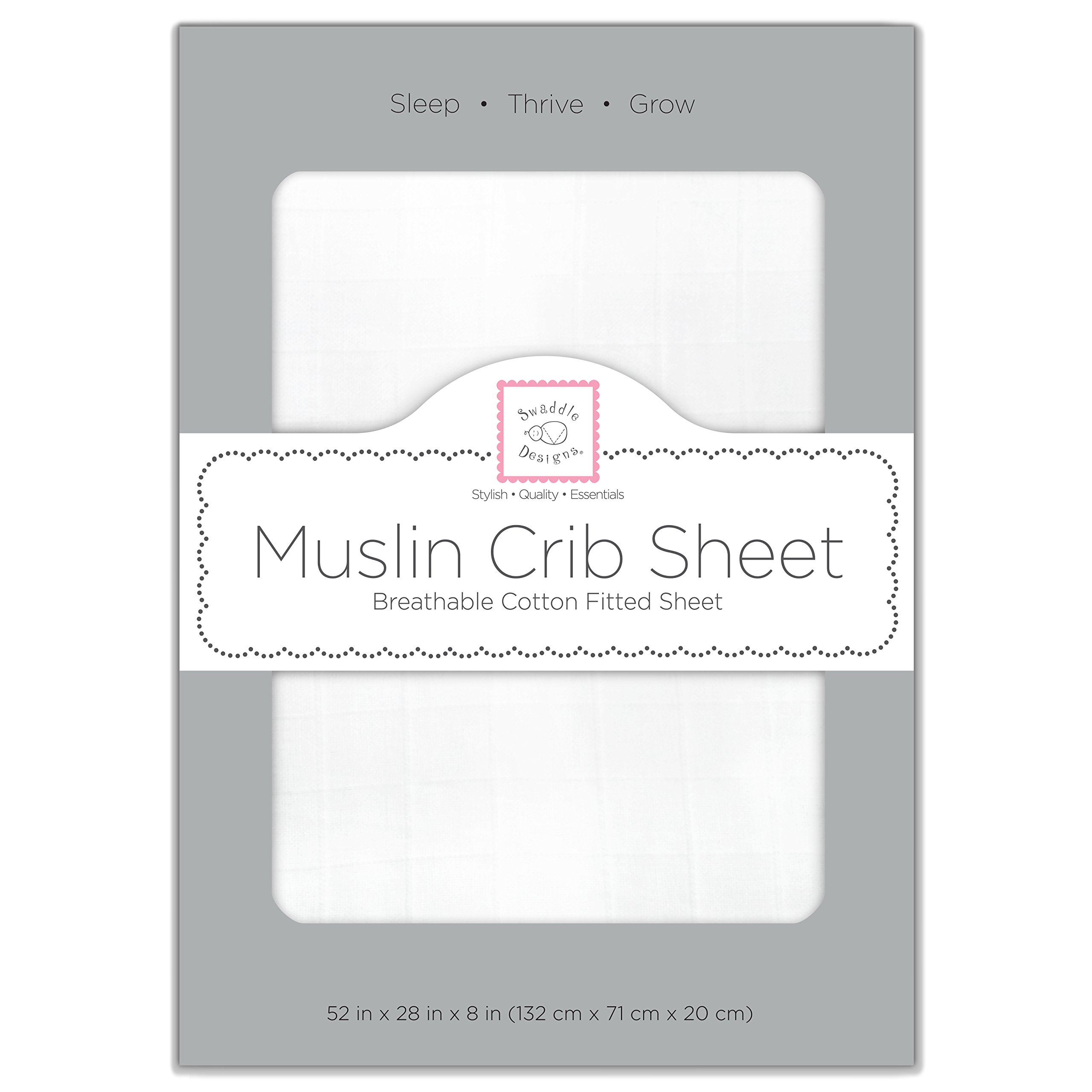 SwaddleDesigns Softest Cotton Muslin Fitted Crib Sheet/Toddler Sheet for Baby Boy & Girl, Pure White