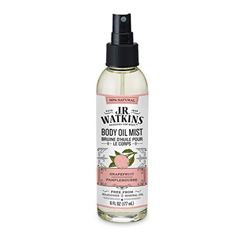 J.R. Watkins Natural Hydrating Body Oil Mist, Moisturizing Body Oil Spray for Glowing Skin, Cruelty Free, Grapefruit, 6 fl oz, Single