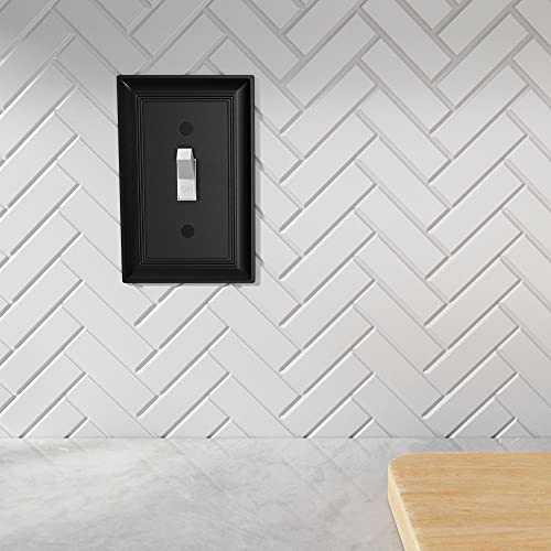 Amazon Basics Decorative Single Toggle Wall Plate - 3-Pack, Flat Black