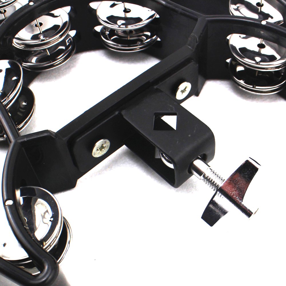 Drum Set Tambourine with Mounting Eye Bolt,Hi Hat tambourine(Black,Red) (8 double rows of jingles, Red)