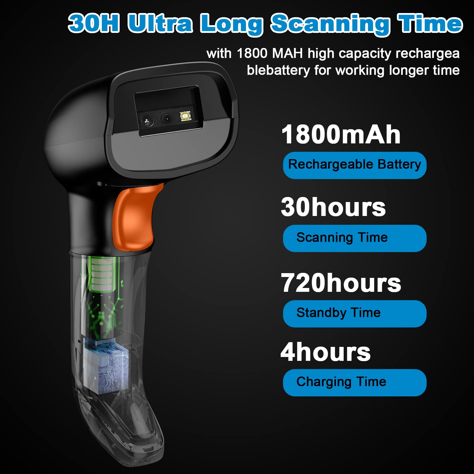 Bluetooth Barcode Scanner with Stand,2.4G Wireless & USB 2D QR Handheld Barcode Reader Scanner for Library Book, Warehouse Inventory, Store