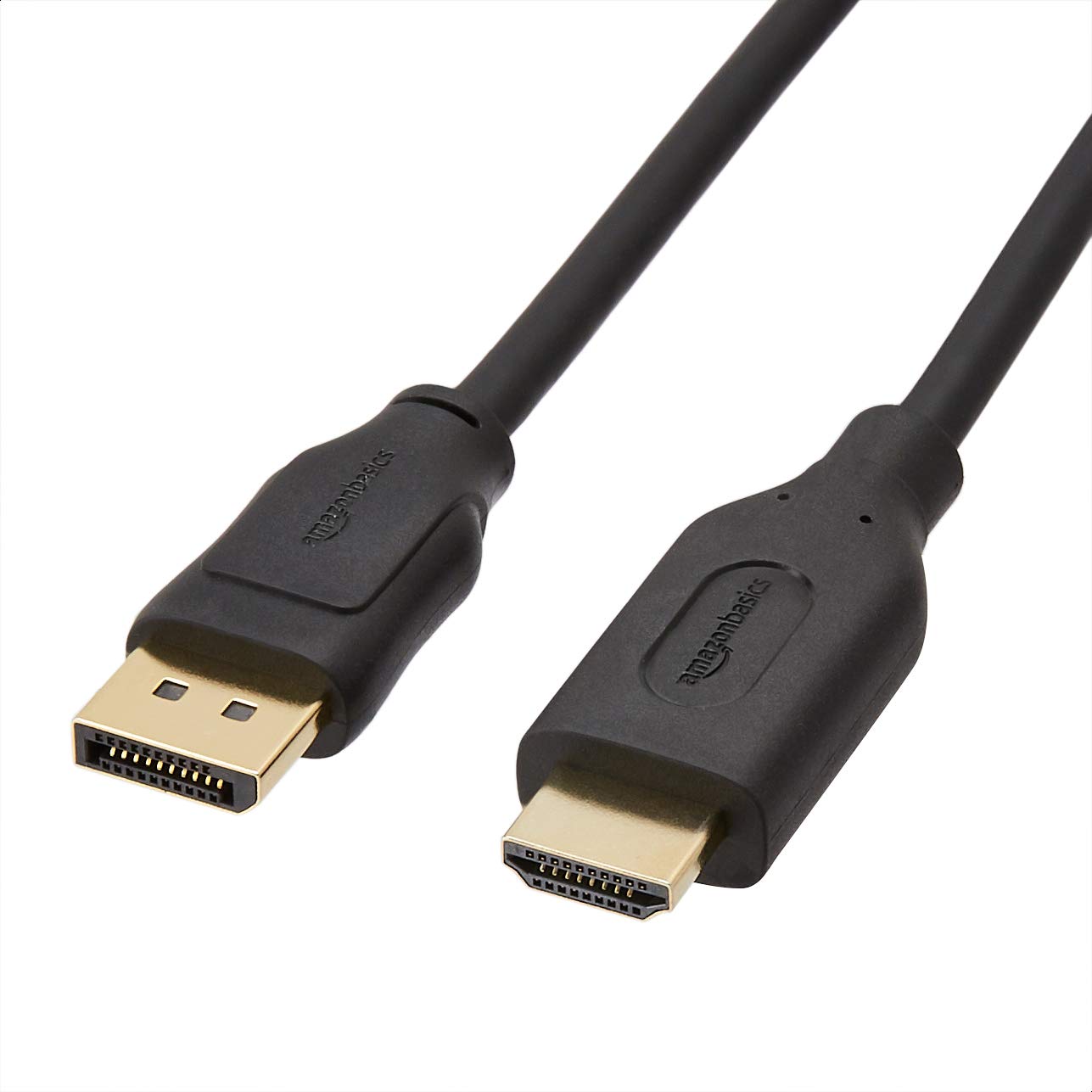 Amazon Basics Wireless Computer Keyboard and Mouse Combo - Full Size - US Layout (QWERTY) & Uni-Directional DisplayPort to HDMI Display Cable - 6 Feet