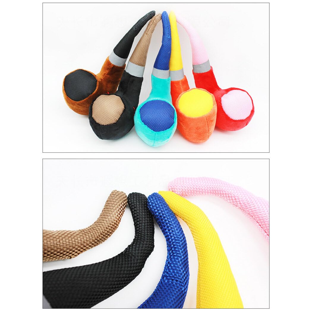 Chewtoyo Pet Teething Decorative Tobacco Pipe Toy Interactive: Stuffed Squeaky Biteproof Funny Chewers for Dog Tooth Cleaning, Coffee357