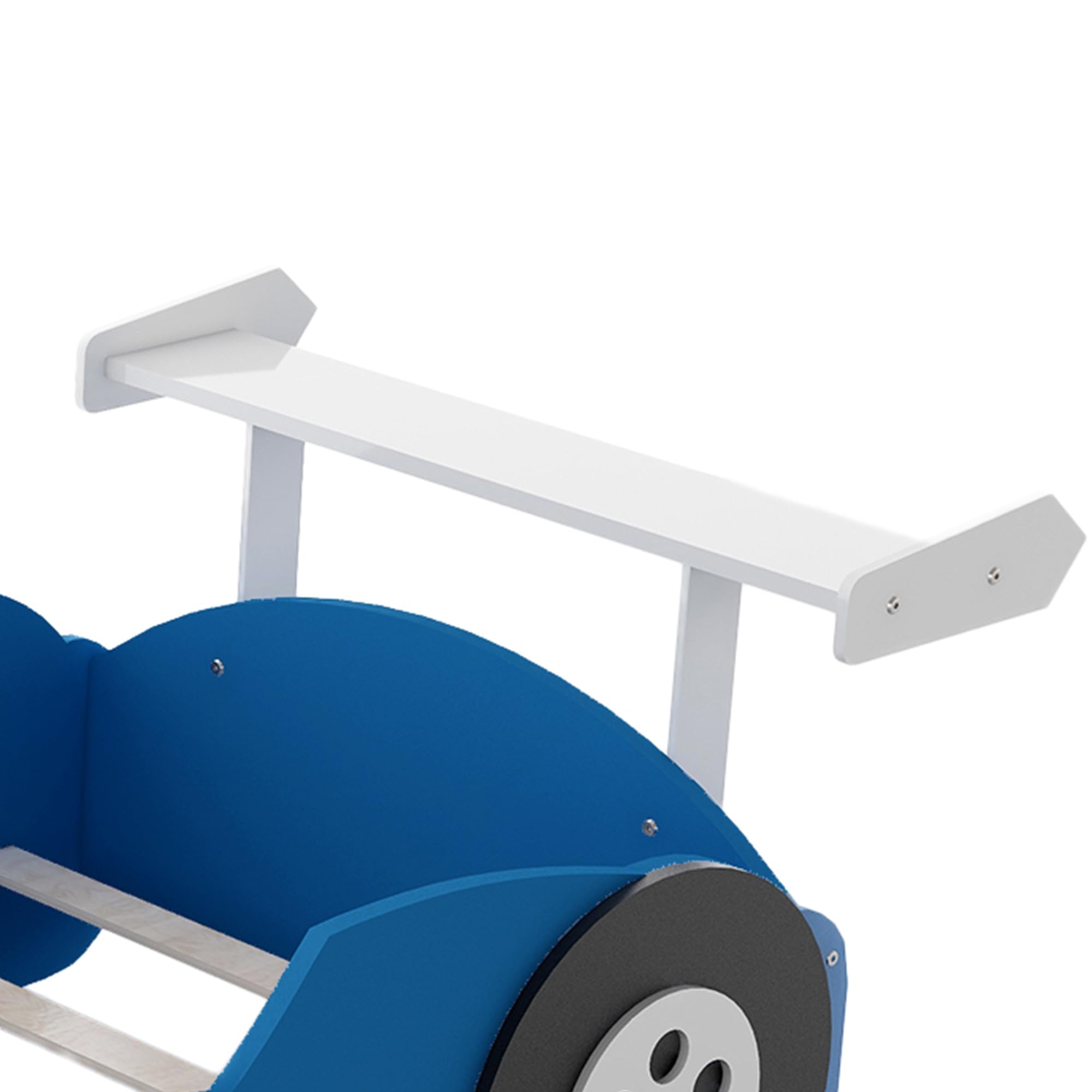 Bellemave Twin Size Race Car Bed for Kids,Wood Car-Shaped Platform Bed with Storage Shelves,Car Bed Twin with Wheels for Boys,Girls,(Twin,Blue)