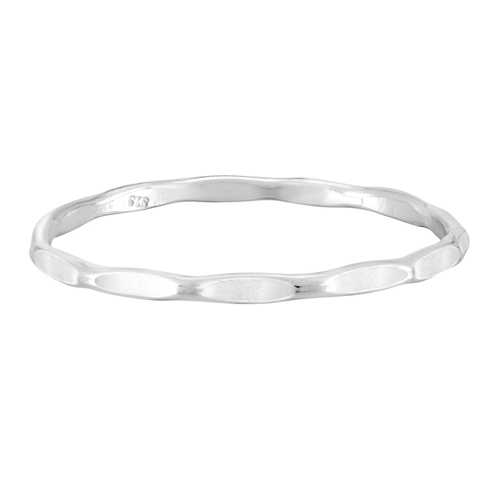 AeraVida Exquisite Casual Slim Oval Texture Surface Stackable .925 P Sterling Silver Single Band romise or Wedding Ring - Size 7