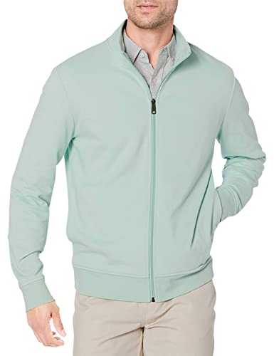 Amazon Essentials Men's Lightweight French Terry Full-Zip Mock Neck Sweatshirt, Mint Green, Medium