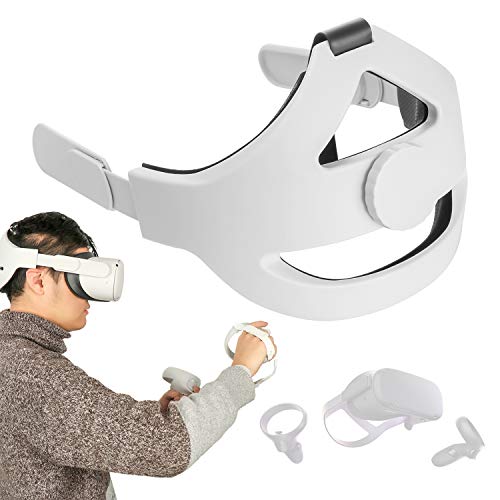 Adjustable Head Strap for Oculus Quest 2 VR Headset with Hand Grip Straps (White) Handle Dropping Prevention -Enhanced Support and Comfort in VR Gaming