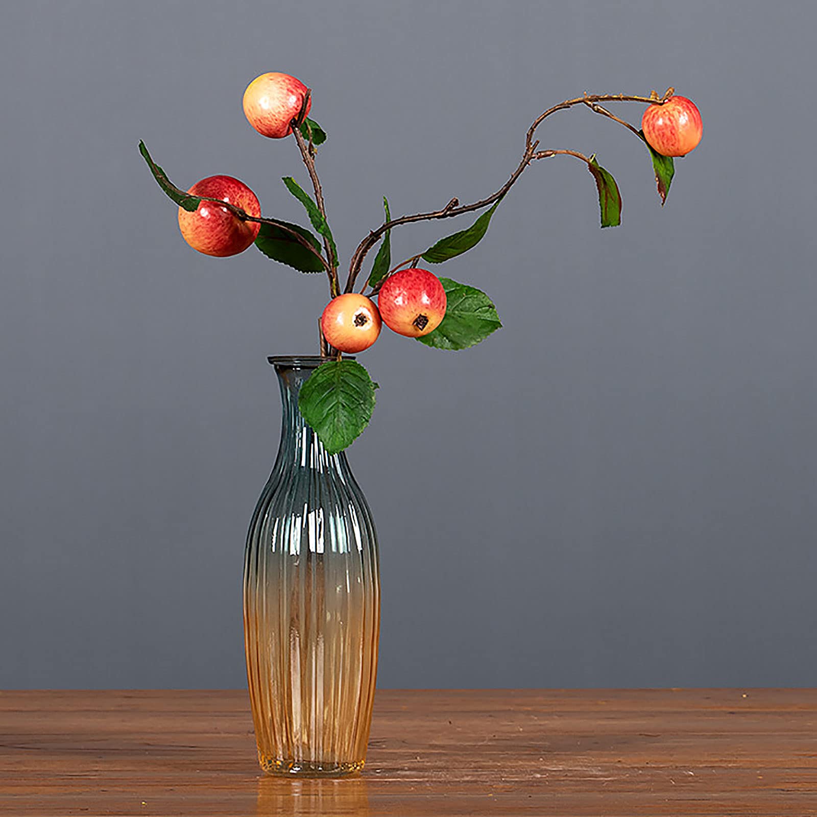GWOKWAI 3Pcs Artificial Apple Branch, 19In Fake Apple Tree Simulation Lemon Branches with Artificial Fruit Apple for Home Wedding Party Garden Decoration Flower Arrangement Art